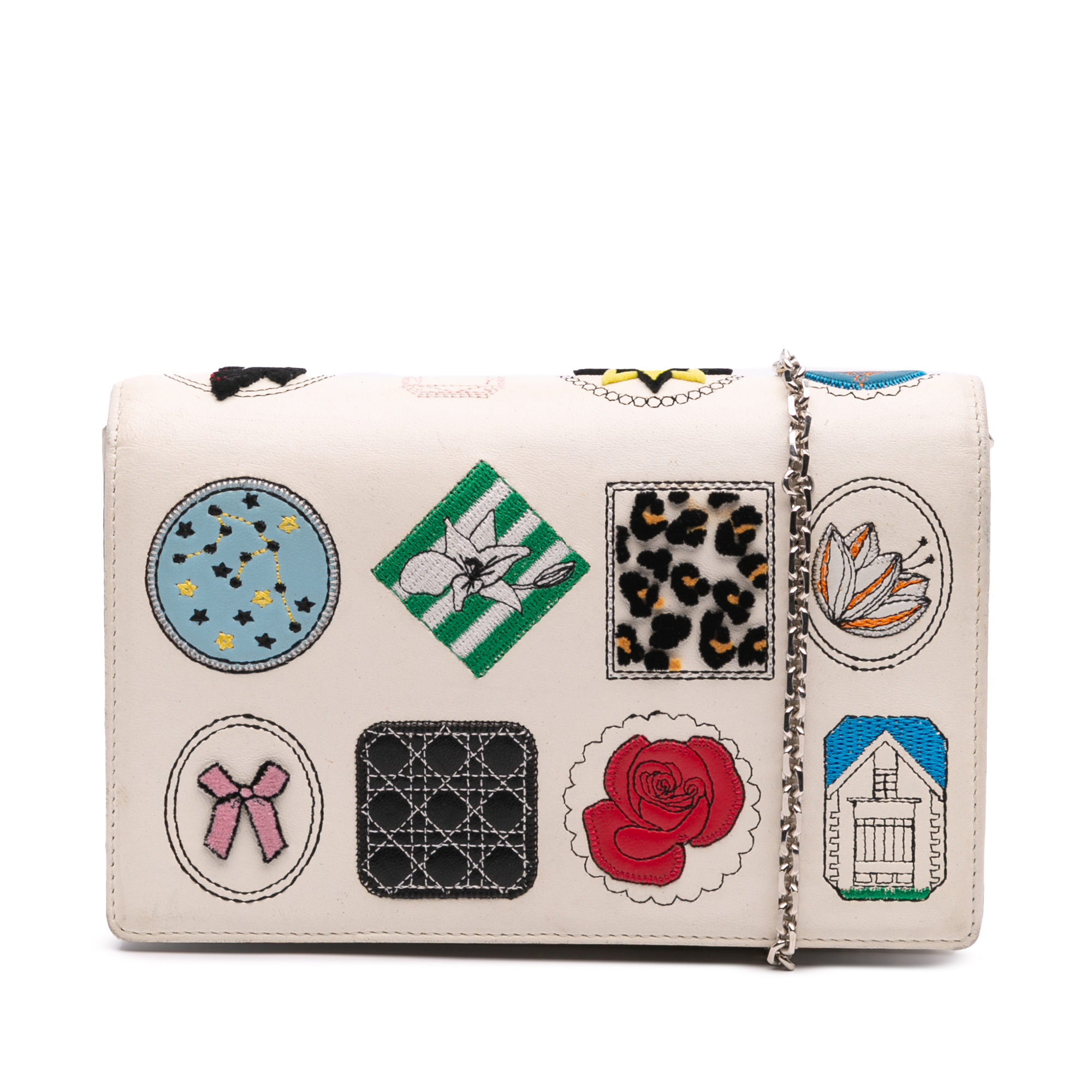 Leather Patch Embellished Wallet on Chain | Re-Loved Luxury